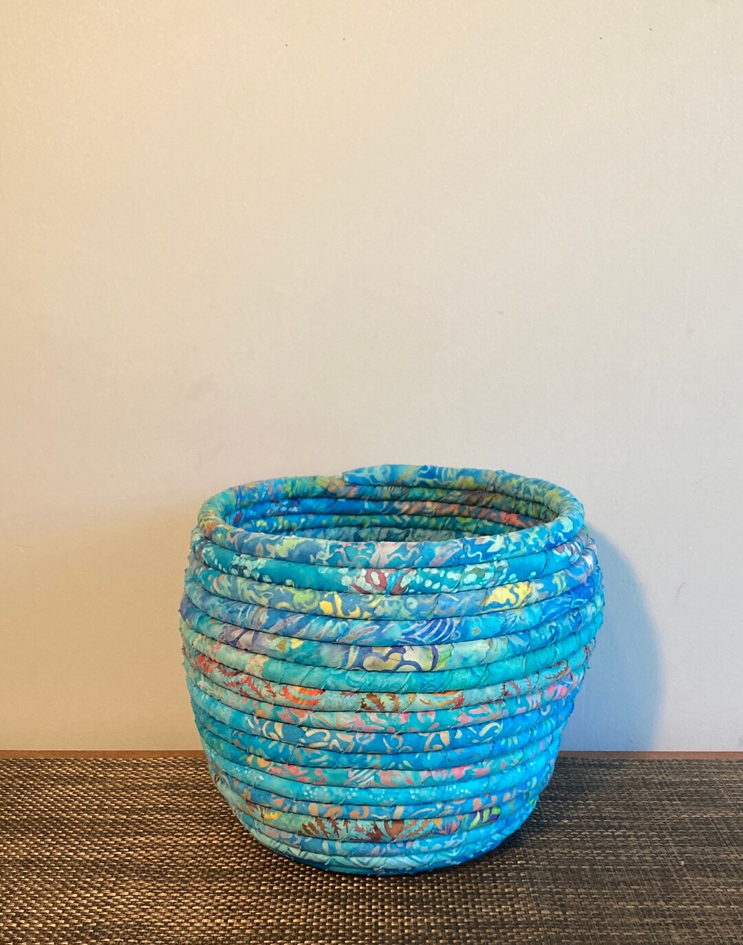 Batik Fabric Wrapped Coiled Round Basket - Etsy