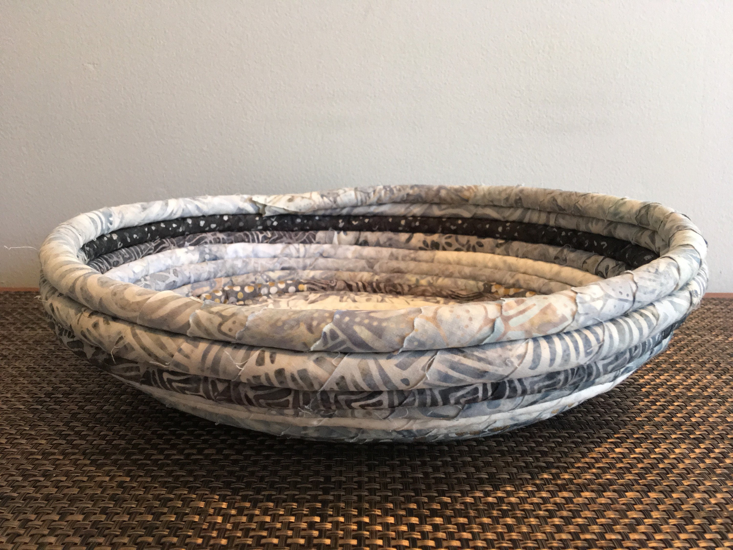 Batik Fabric Coiled Basket in Greys - Etsy