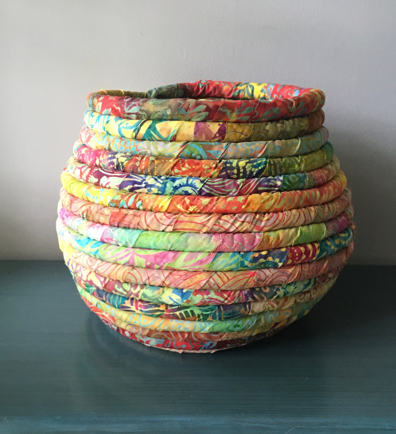 Coiled Batik Fabric Basket/Pot | Etsy