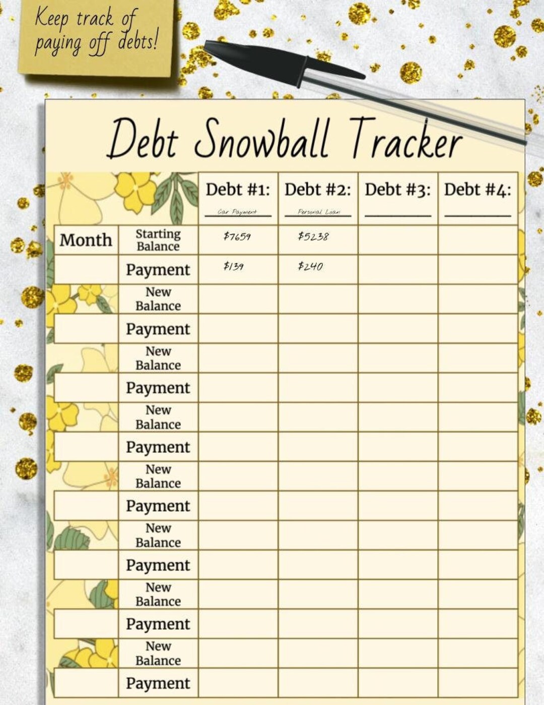 Snowball Budget Planner | Budget Sheet | Expense Tracker - Etsy