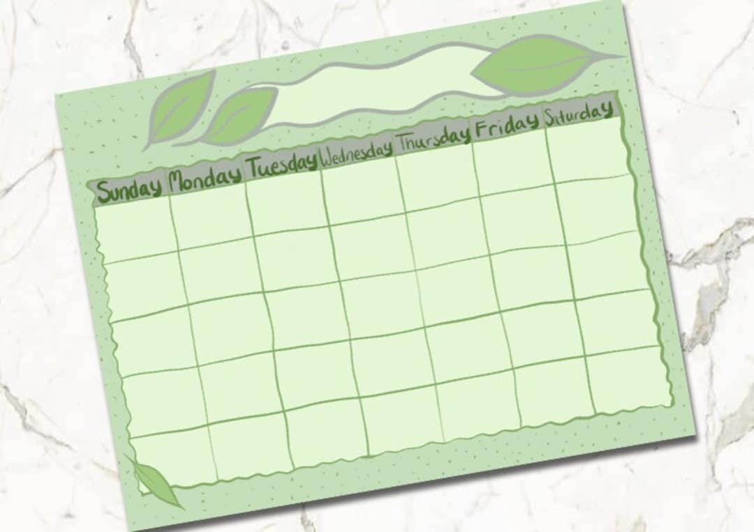 Blank Calendar for Any Month | Leaf Themed Calendar | Digital Calendar ...