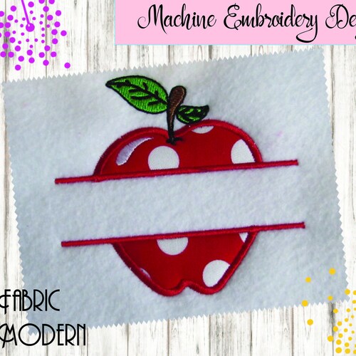 APPLE SPLIT MONOGRAM Frame Machine Embroidery Design Apple - Etsy