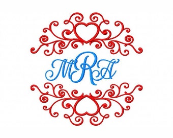 Monogram Frame Machine Embroidery Design split monogram | Etsy