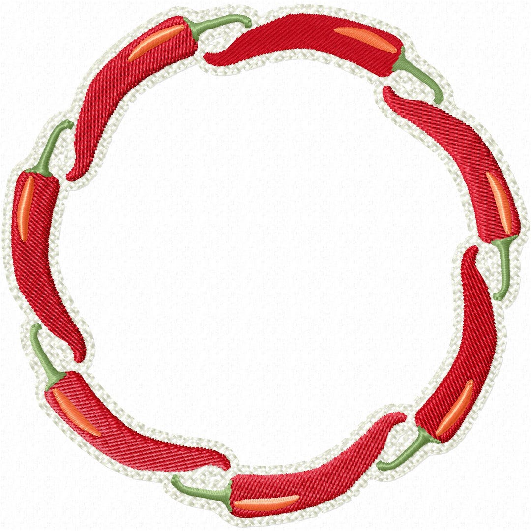 Chili Pepper Bundle Monogram Wreaths Embroidery Design 2 Styles 5 Sizes ...