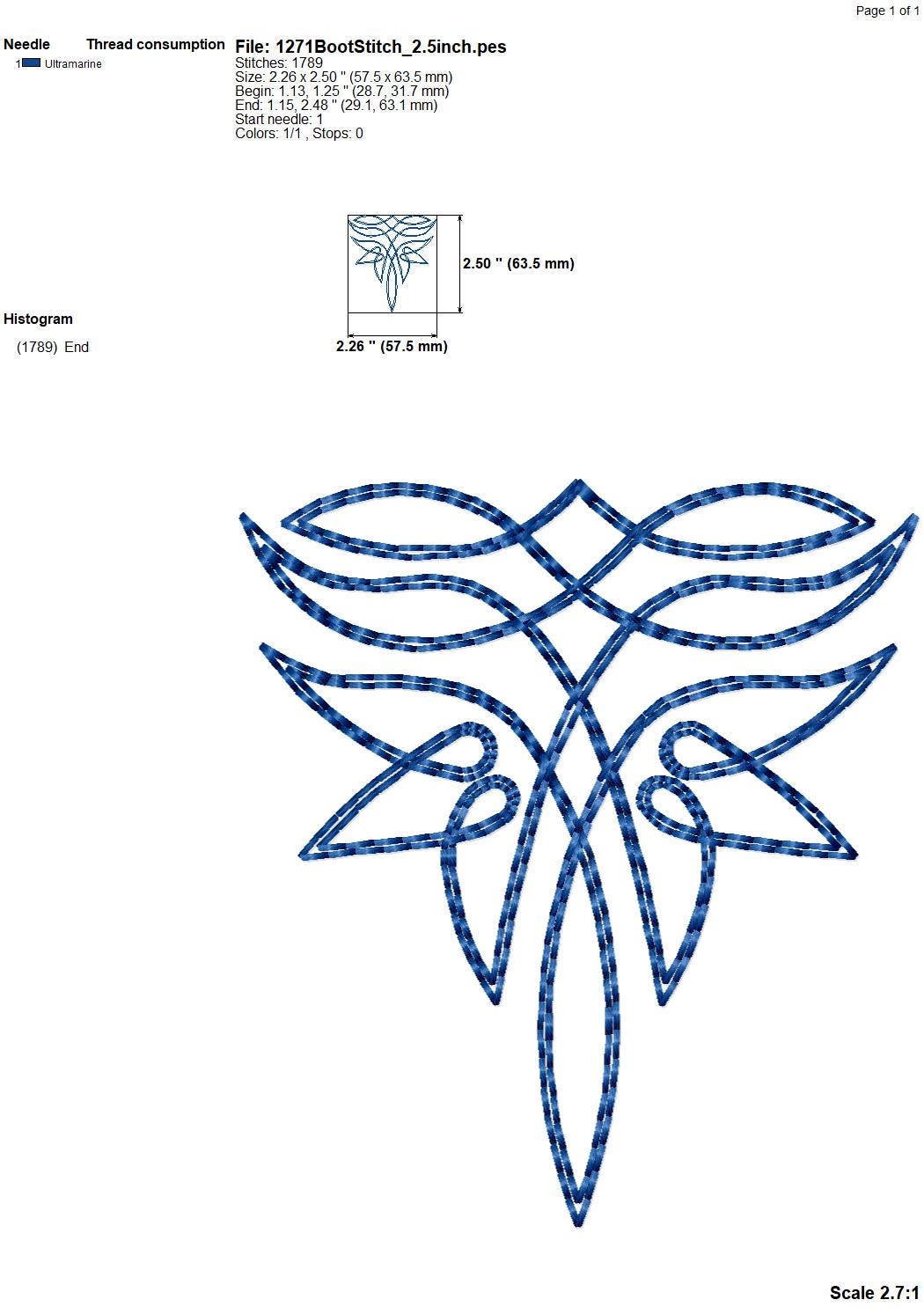 Western Cowboy Boot Toe Stitch Pattern Machine Embroidery Design - 9 ...