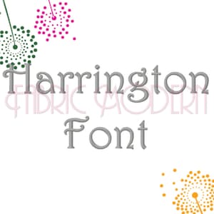 HARRINGTON FONT Embroidery Design 3 Sizes Upper and Lower and Numbers ...