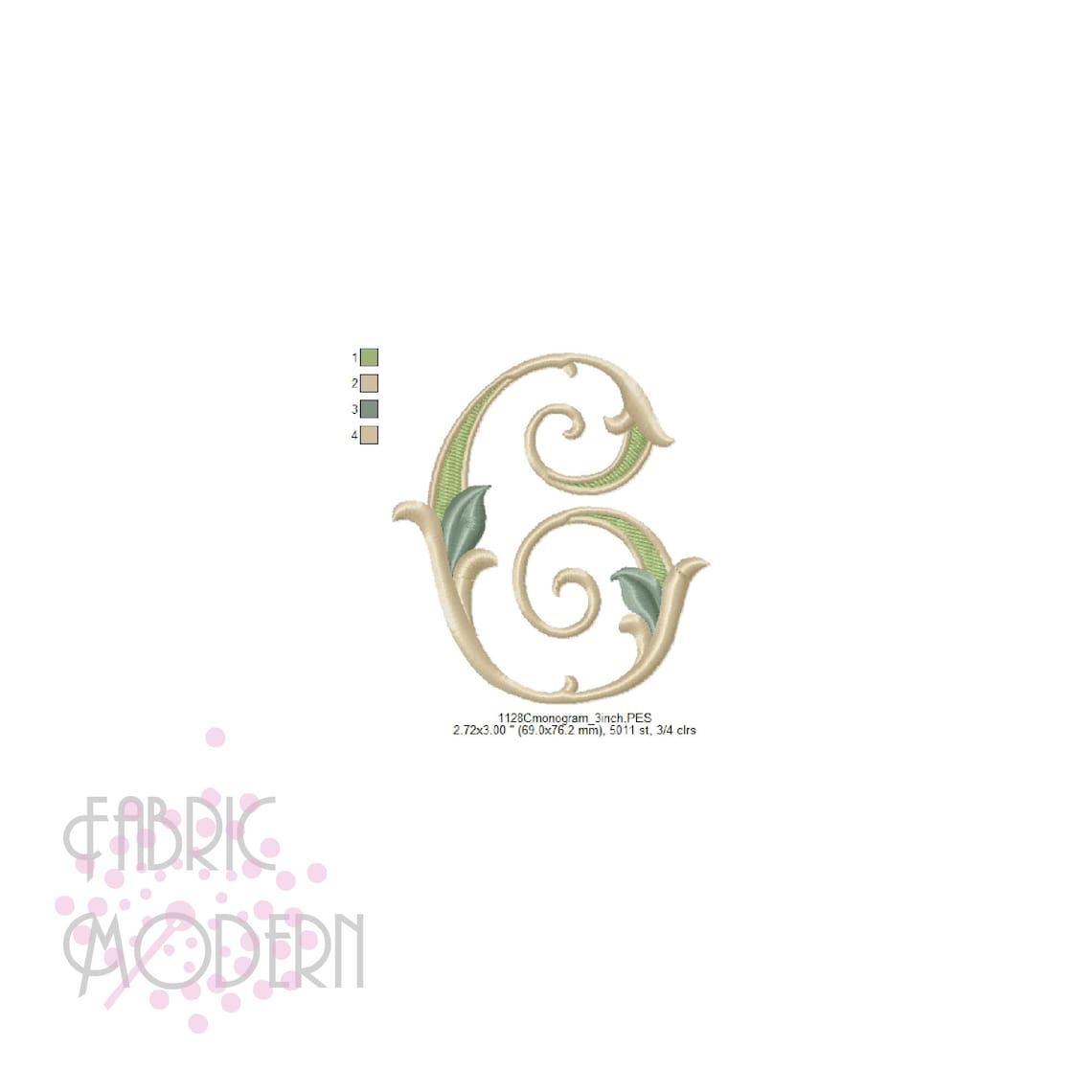 Letter C MONOGRAM Embroidery Design Large Vintage Single | Etsy