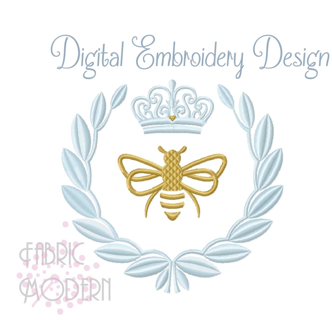 Modern French Queen Bee Laurel Embroidery Design #1076 - Etsy