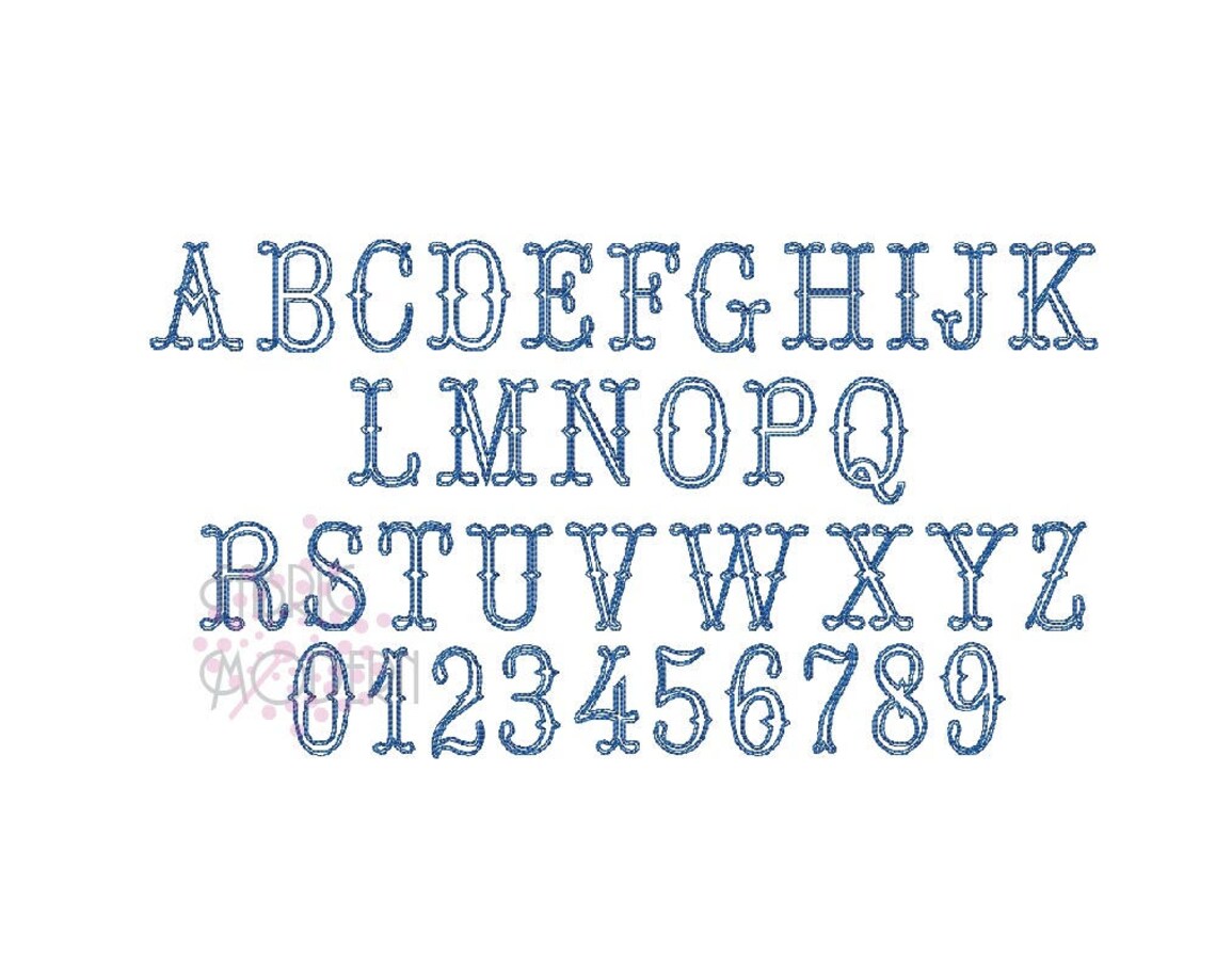 1 Inch Fishtail Echo Hand Stitch Bold Western Block Machine Embroidery ...