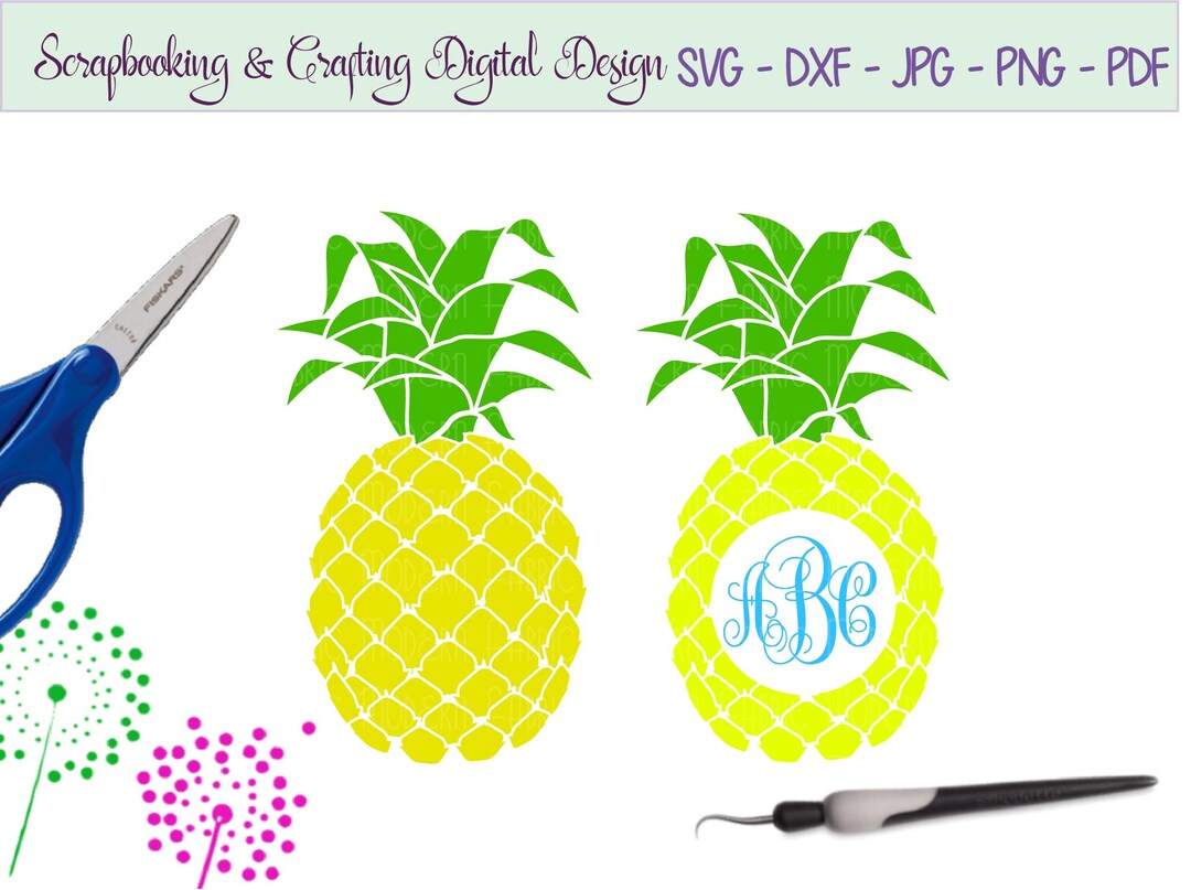 Pineapple SVG Monogram Frame Silhouette Pineapple Circle Monogram Frame ...