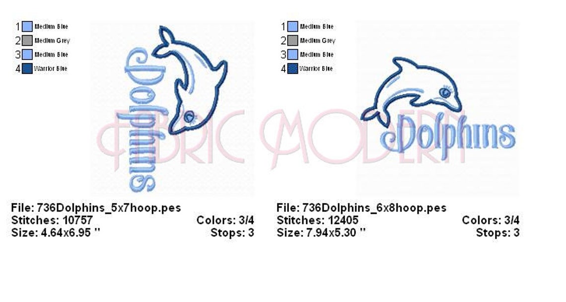 DOLPHIN Machine Embroidery Design Applique, 5x7 and 6x8, Summer Design ...