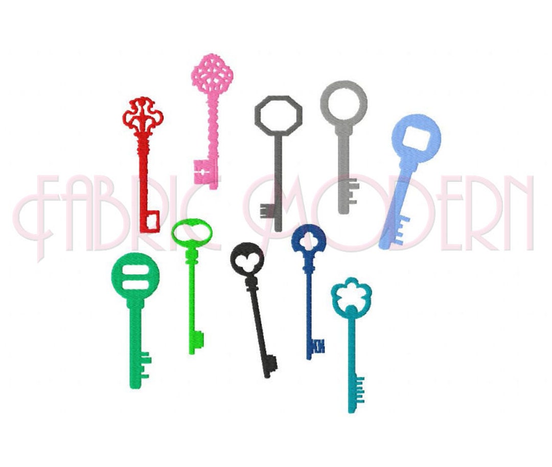 SKELETON KEY Embroidery Design Collection Old Keys Vintage Key Antique ...