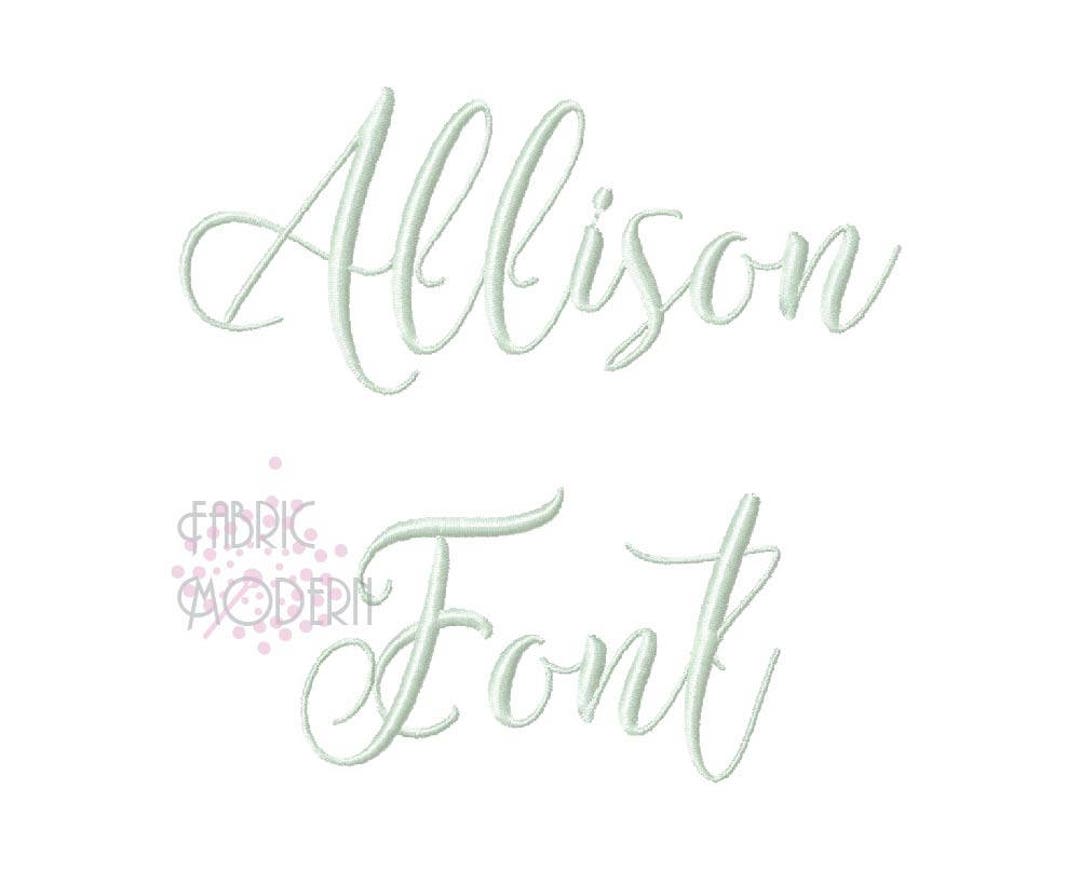 1" Allison Script Calligraphy Font Monogram Font Embroidery Font Wedding Font Script Satin ...