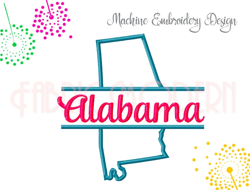 Alabama Map Split Frame Embroidery Design Applique' - Etsy
