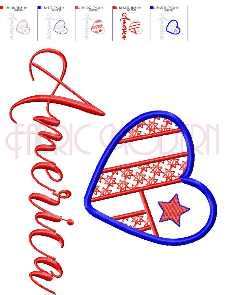America, Machine Embroidery Design Applique', 5x7 and 6x8, Stars and ...
