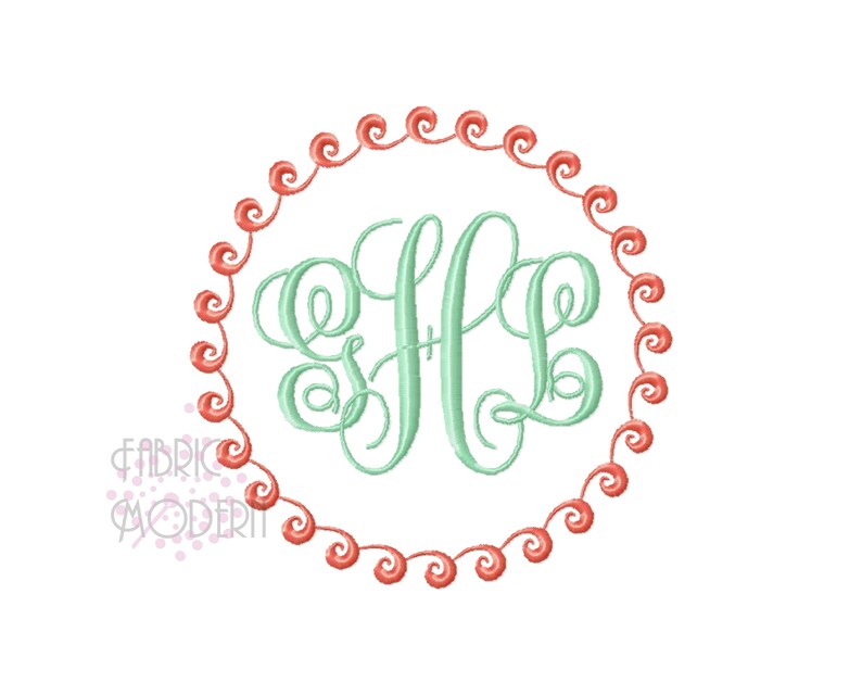 Scalloped Wave Monogram Frame Monogram Circle Border Font | Etsy