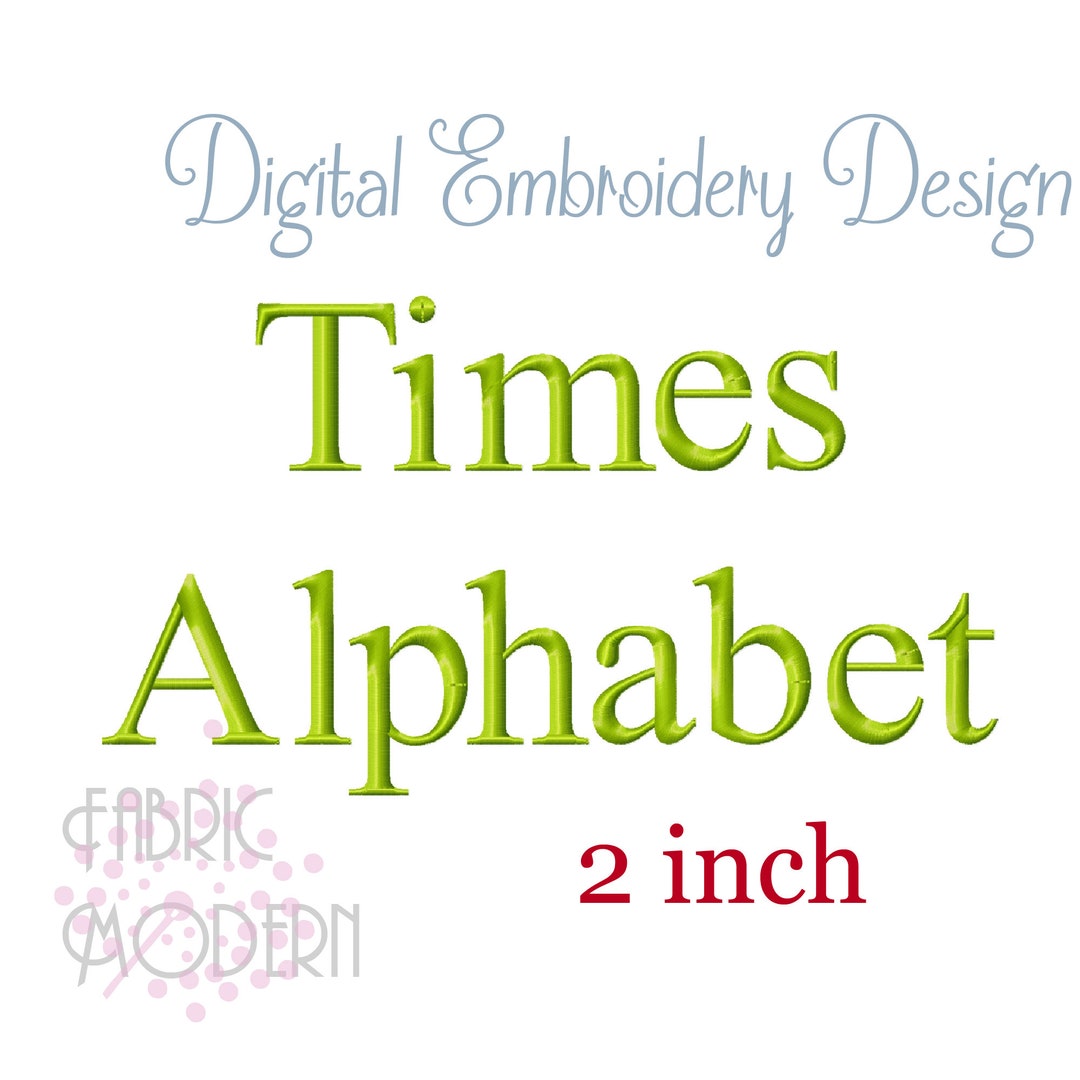 TIMES Embroidery FONT Design 2 Inch #1136 - Etsy