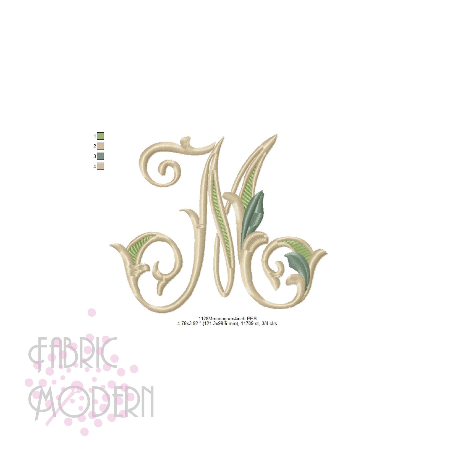 Letter M MONOGRAM Embroidery Design Large Vintage Single | Etsy