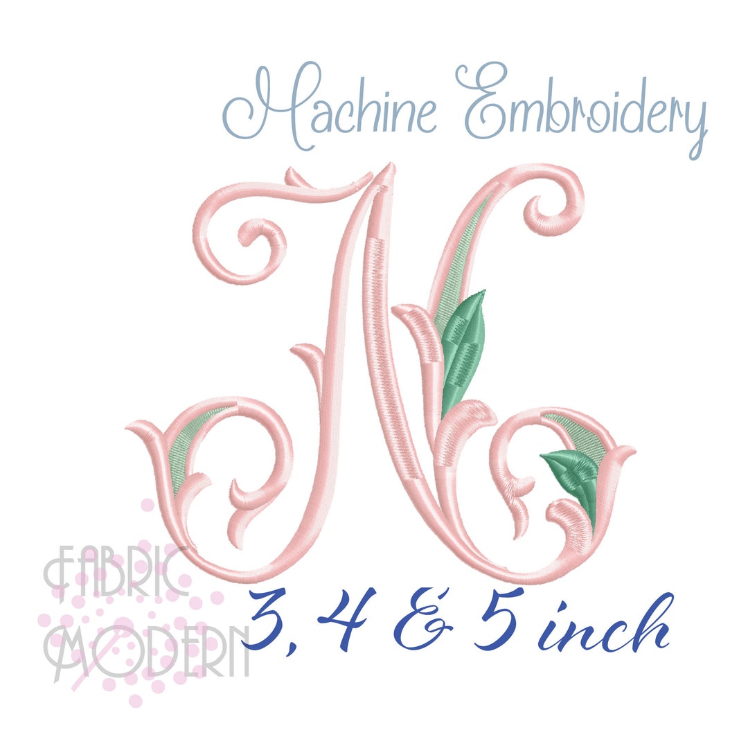 Letter N MONOGRAM Embroidery Design Large Vintage Single #1128-N - Etsy