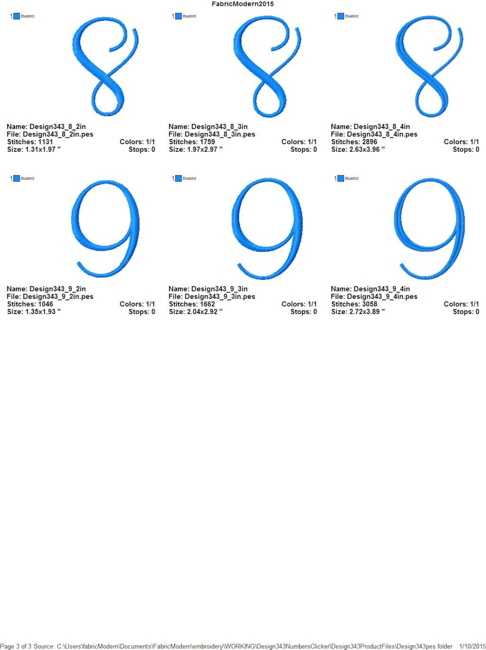 Numbers Embroidery Design Font Numbers 0 Through 9 2 in 3in | Etsy