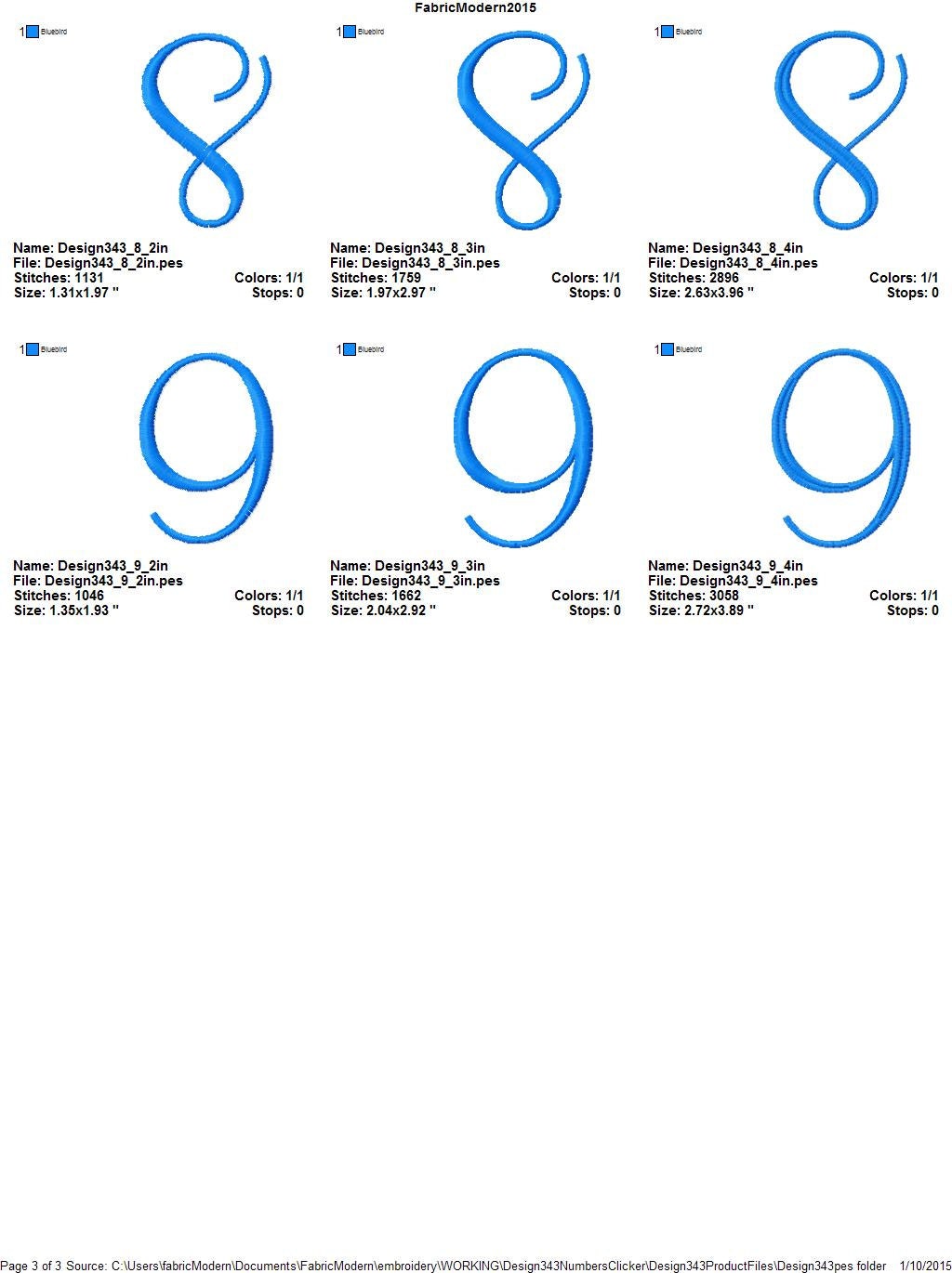 Numbers Embroidery Design Font Numbers 0 Through 9 2 in 3in | Etsy