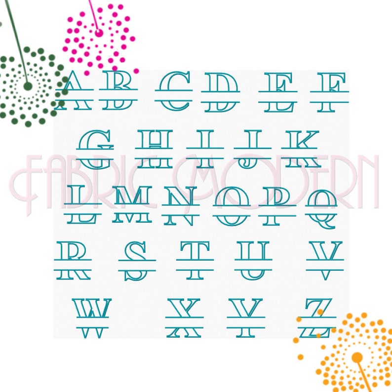 SPLIT Applique' MONOGRAM Embroidery Font Design split | Etsy