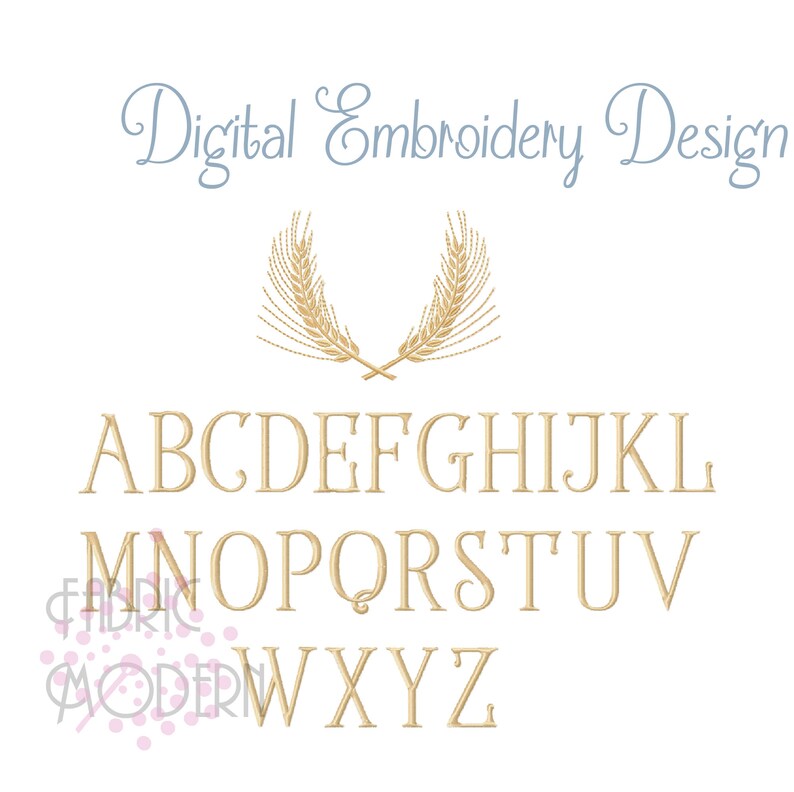 WHEAT MONOGRAM WREATH Complete With Alphabet 4x4 Hoop #1087 - Etsy