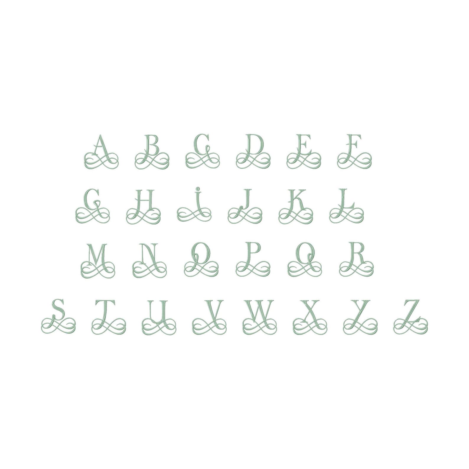 VINE SWASH MONOGRAM Embroidery Font Design 4x4 Hoop All Letters #621-4 ...