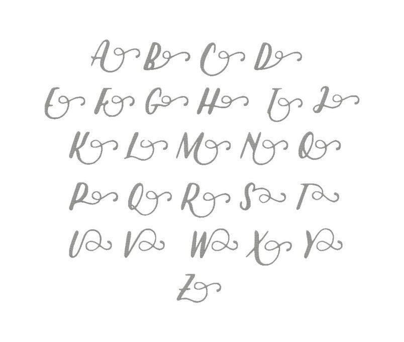 MONOGRAM Embroidery Font Design Two Letter Fancy Alphabet Left | Etsy