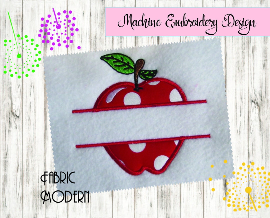 APPLE SPLIT MONOGRAM Frame Machine Embroidery Design Apple Name Frame ...