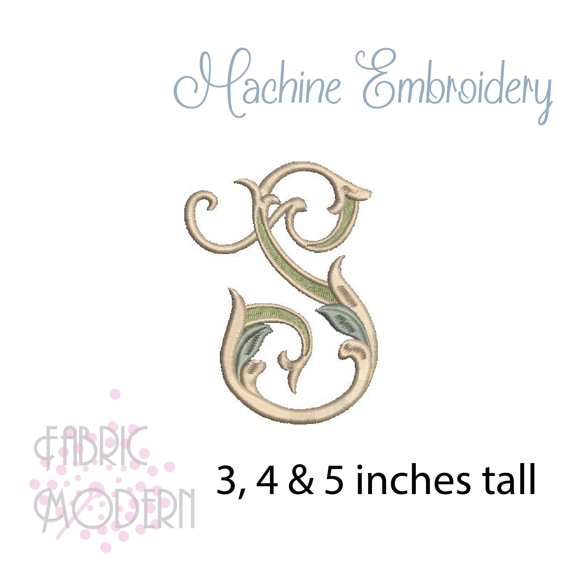 Letter S MONOGRAM Embroidery Design Large vintage single | Etsy