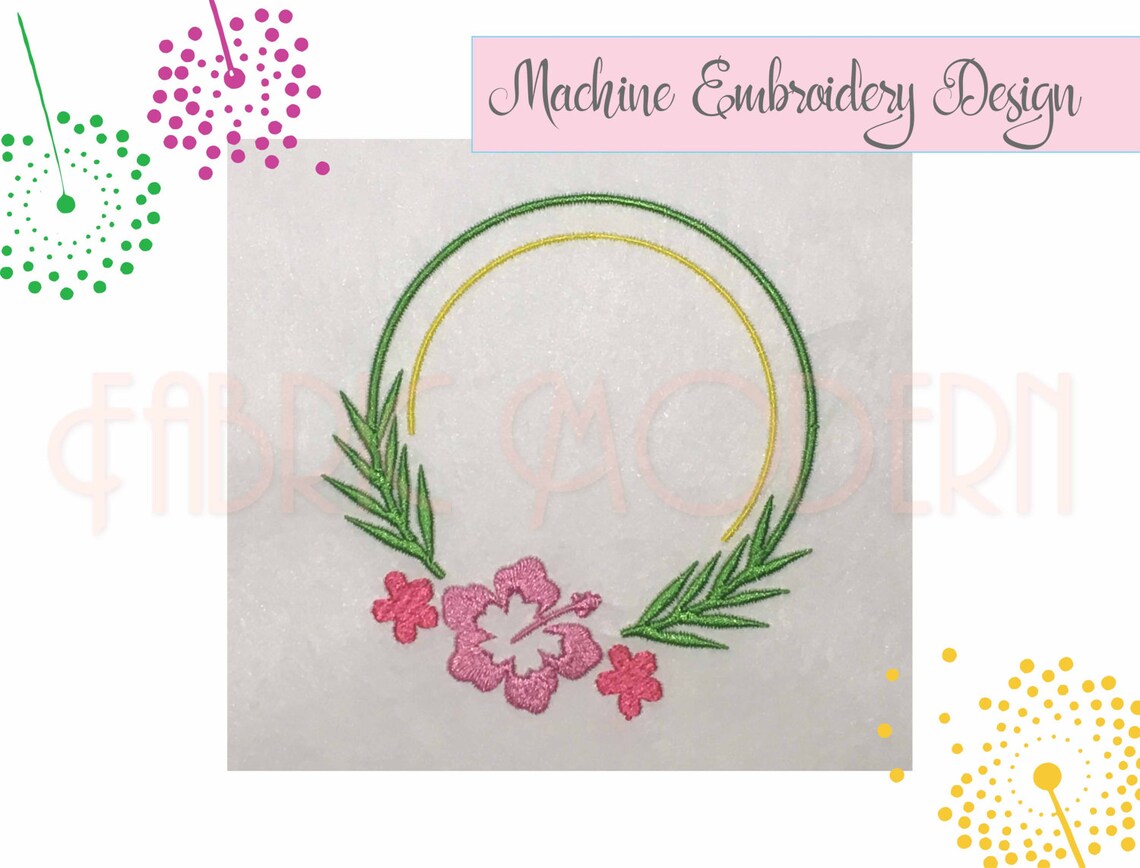 Tropical Floral Monogram Frame Embroidery Design Round | Etsy