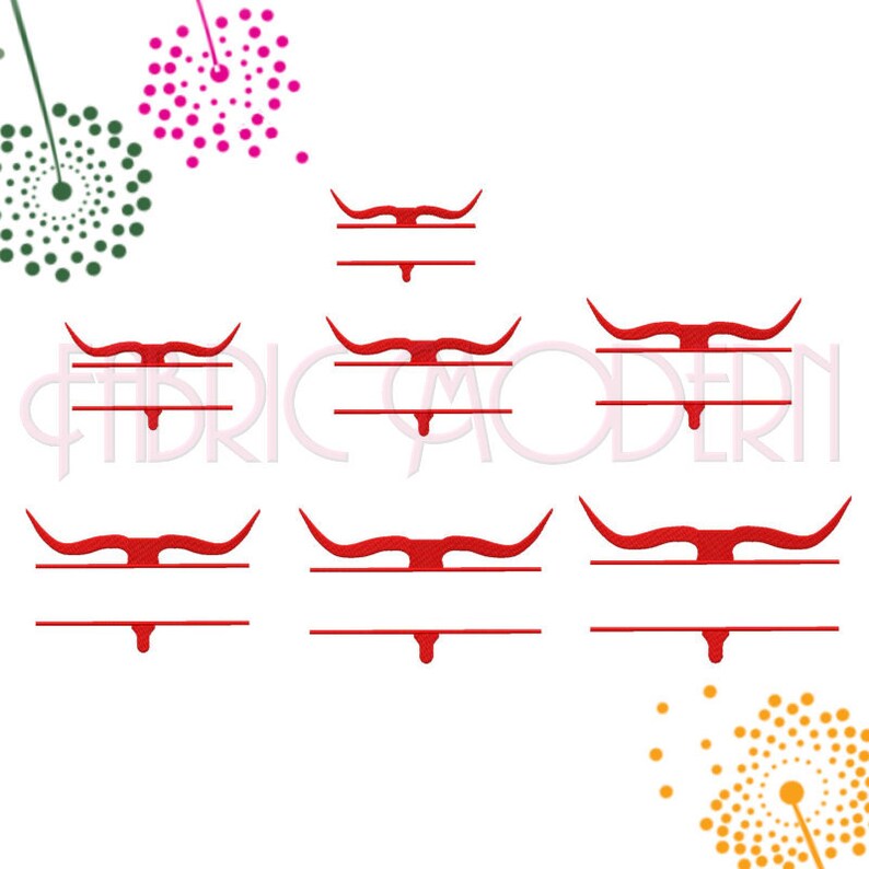 LONGHORN Split Monogram Frame Cow Design UT Texas Embroidery | Etsy