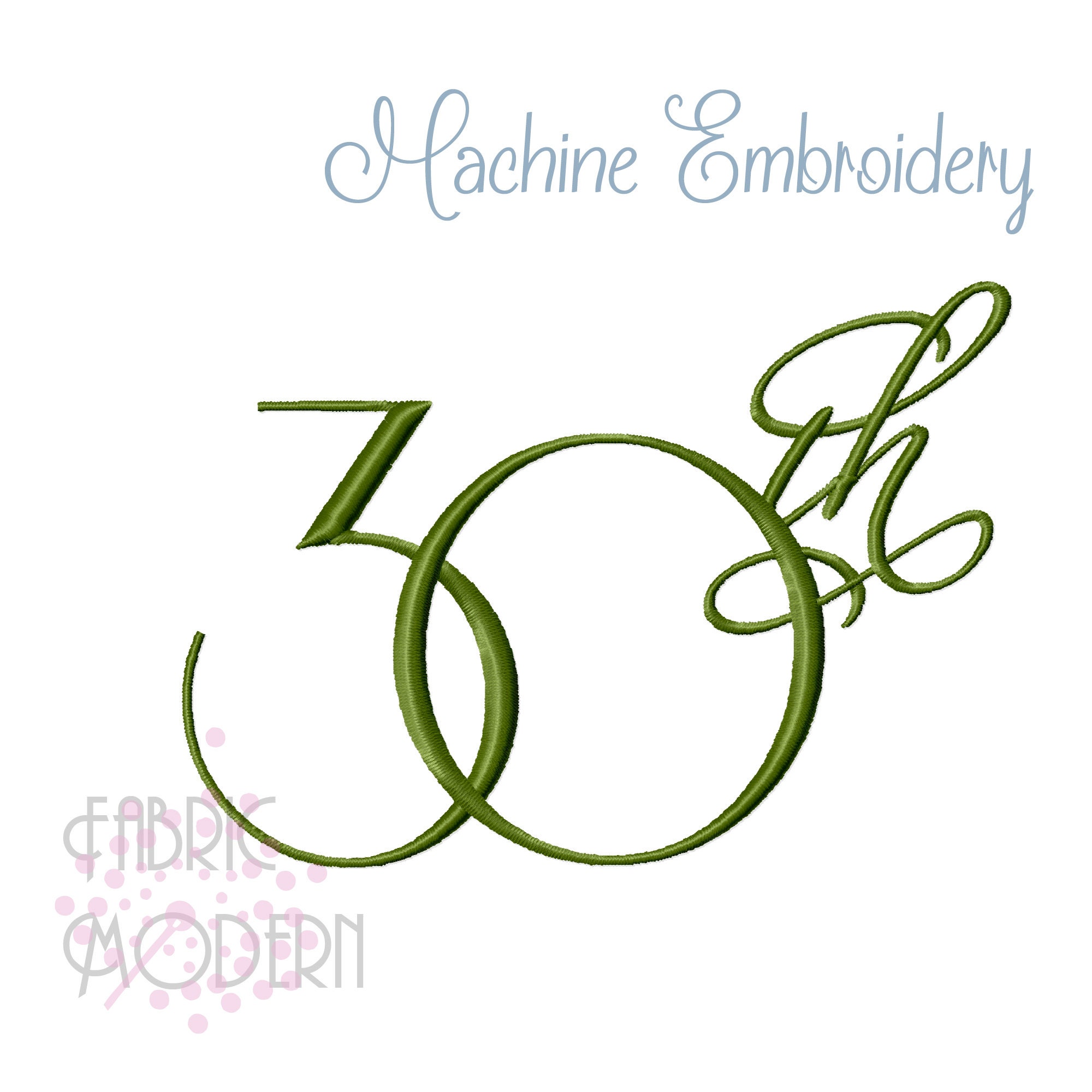 30th Fancy Script Embroidery Design 1104 | Etsy