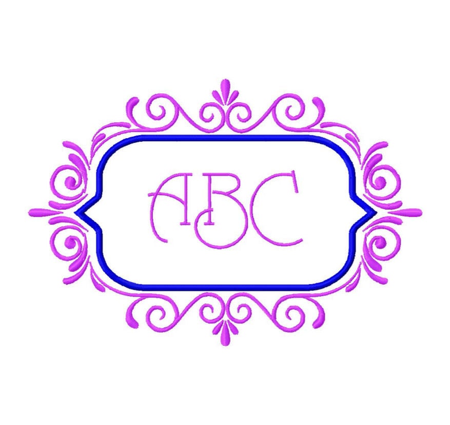 Embroidery Design Large fancy ornamental frame for names or | Etsy
