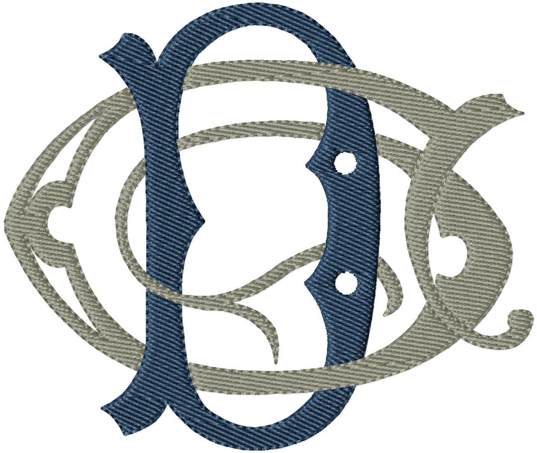 DG GD Double MONOGRAM Embroidery Design Antique Two Letter Design - Etsy