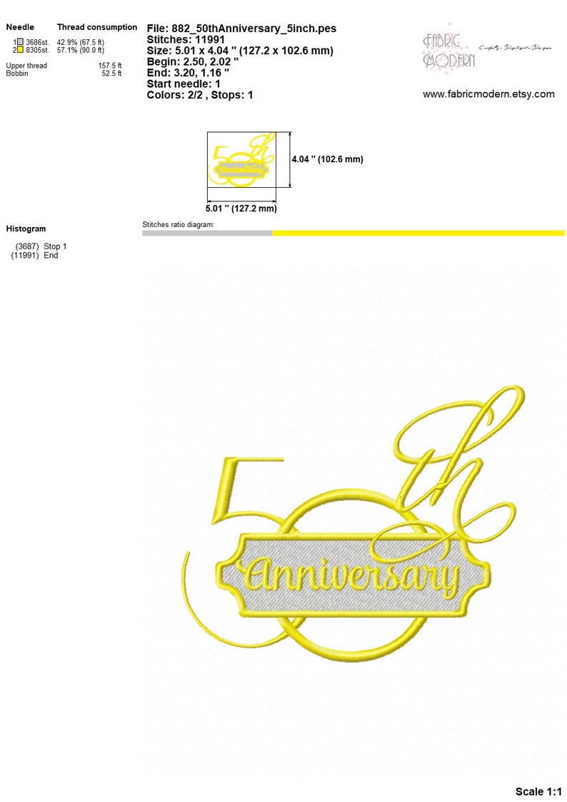 50th ANNIVERSARY Embroidery Design Wedding Anniversary Anniversary ...