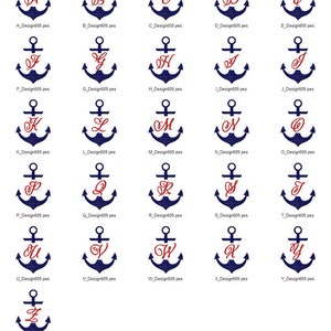 SPLIT ANCHOR MONOGRAM Embroidery Full Alphabet 4x4 Hoop All Letters Set ...