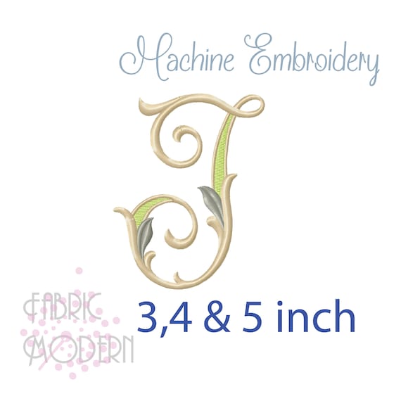 Letter J MONOGRAM Embroidery Design Large Vintage Single - Etsy