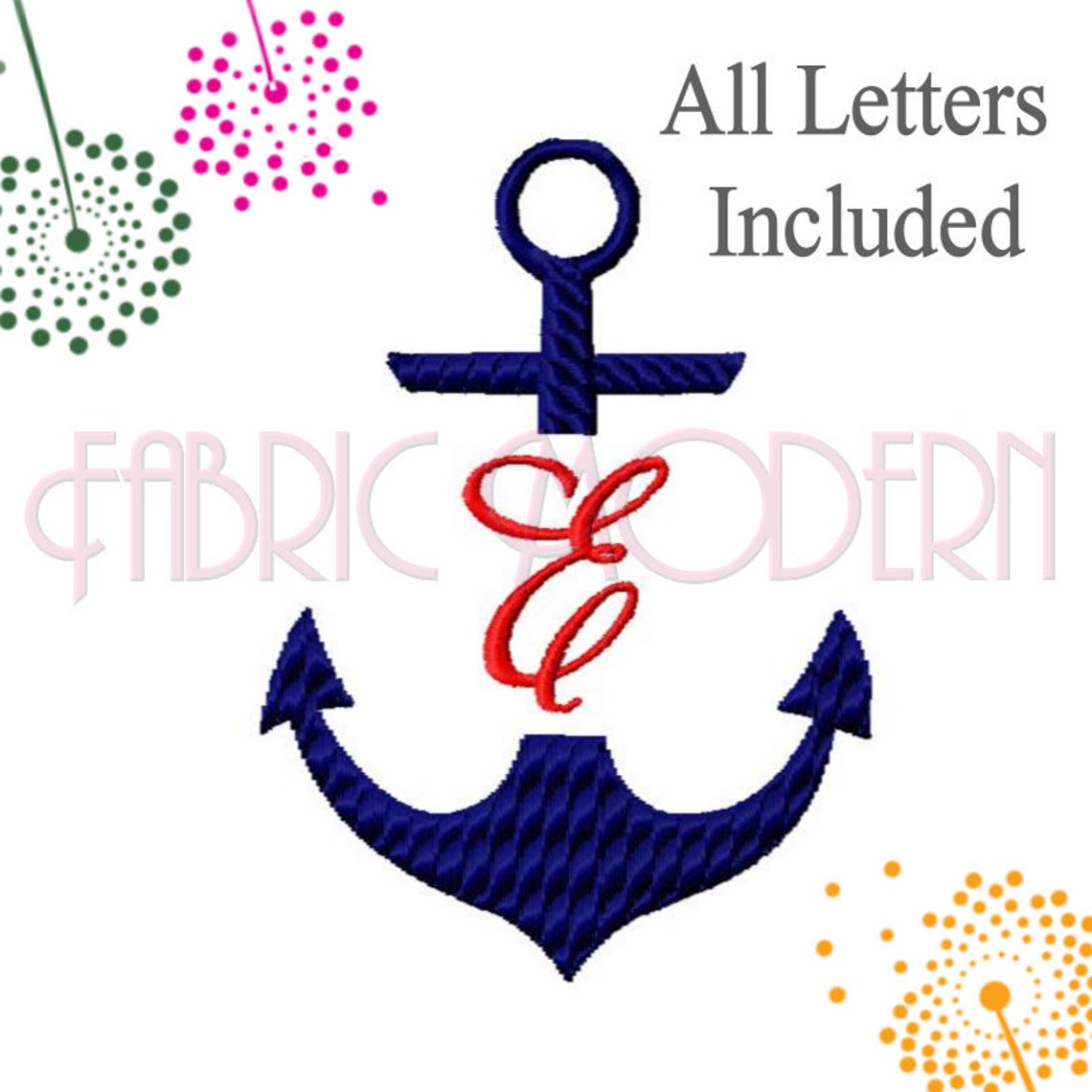 SPLIT ANCHOR MONOGRAM Embroidery Full Alphabet 4x4 Hoop All Letters Set ...