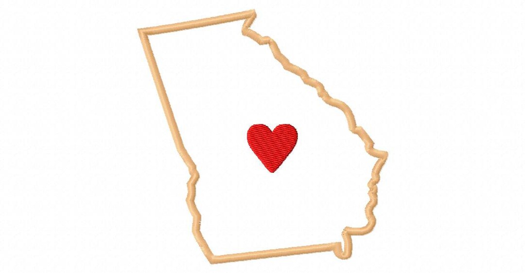 Georgia Map Embroidery Design Applique' in Multiple Sizes I Heart ...