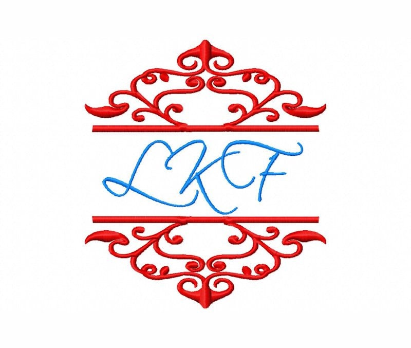 Machine Embroidery Design Vintage Looking Split Monogram | Etsy