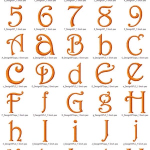 HARRINGTON FONT Embroidery Design 3 Sizes Upper and Lower and Numbers ...
