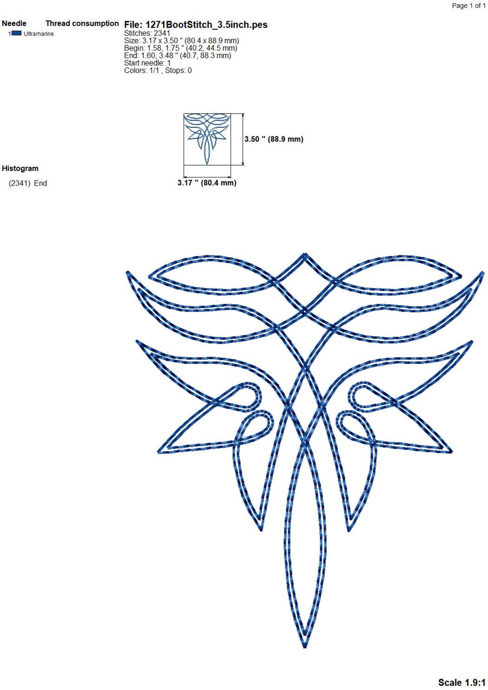 Western Cowboy Boot Toe Stitch Pattern Machine Embroidery Design - 9 ...