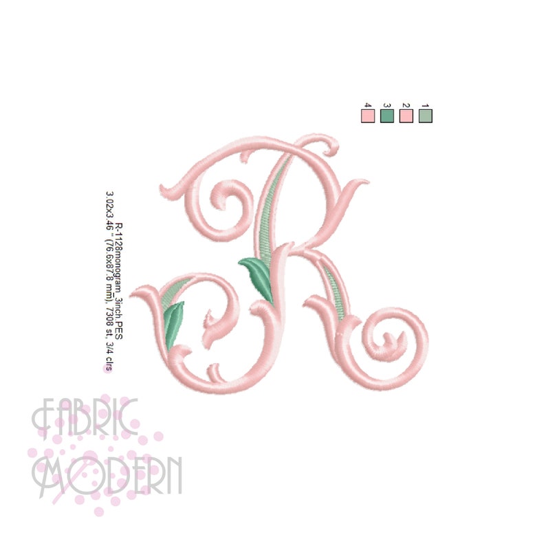 Letter R MONOGRAM Embroidery Design Large Vintage Single - Etsy