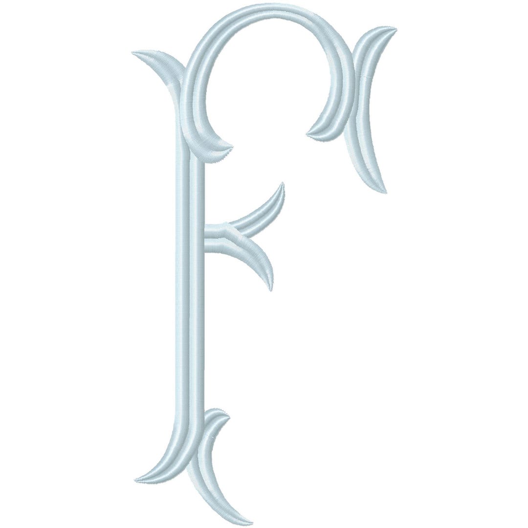 6 Inch Fishtail Satin Embroidery Design Beautiful Monogram #1189-6 - Etsy