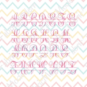 VINE SPLIT MONOGRAM Embroidery Font Design 8 Inches Tall for 6x8 Hoop ...