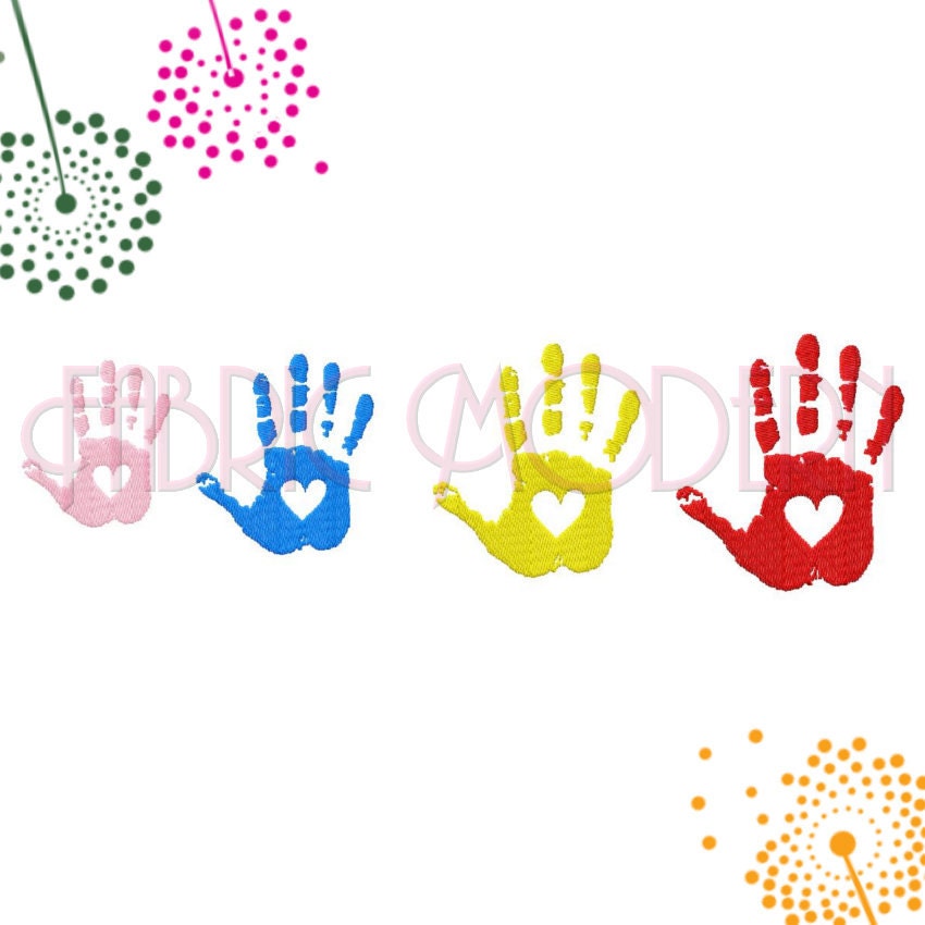 HEART HAND PRINT Embroidery Design Filled 2.5 3 | Etsy