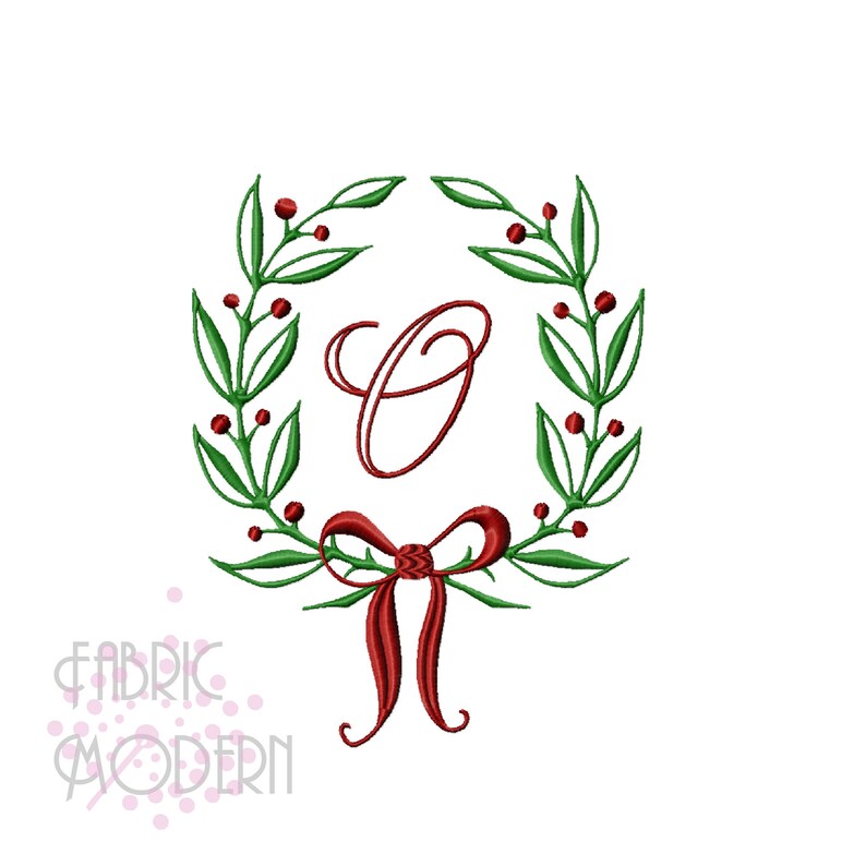 MONOGRAM WREATH With Bow Embroidery Design 1150 - Etsy