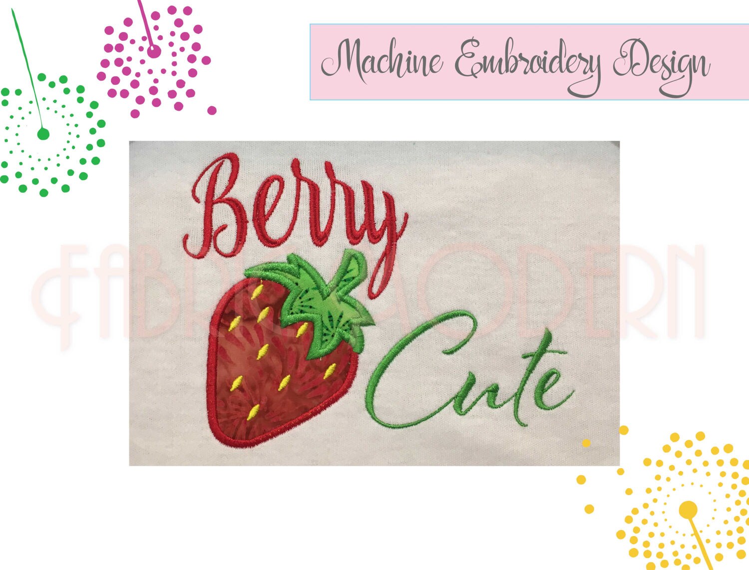 Berry Cute, Strawberry, Embroidery Design, Applique', Digital ...
